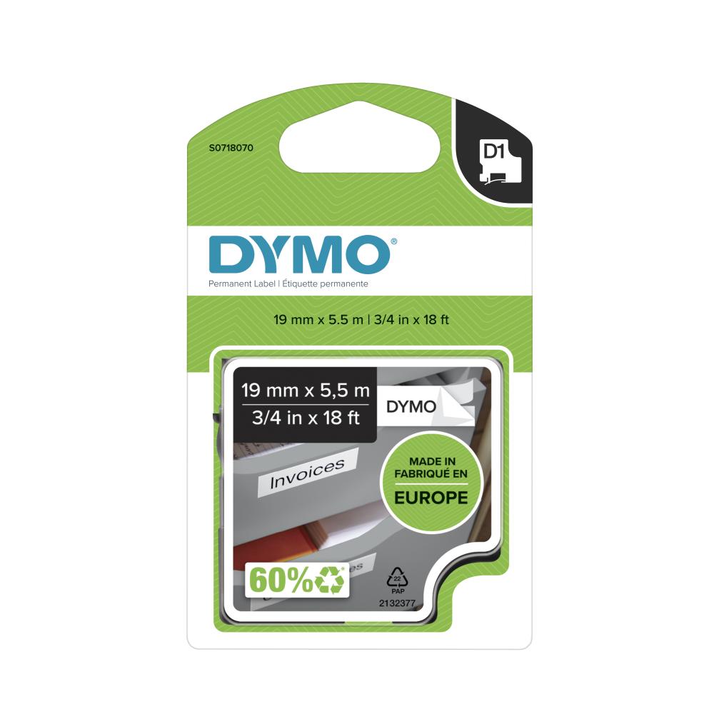 Dymo 16960 D1 Labels - 19mm Black On White Polyester D1 Tape - Best UK ...